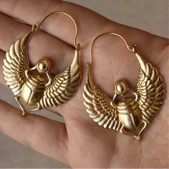 Jewelry | Winged Scarab Beetle Egypt Eternal Resurrection Immortality Regeneration Hoops | Poshmark